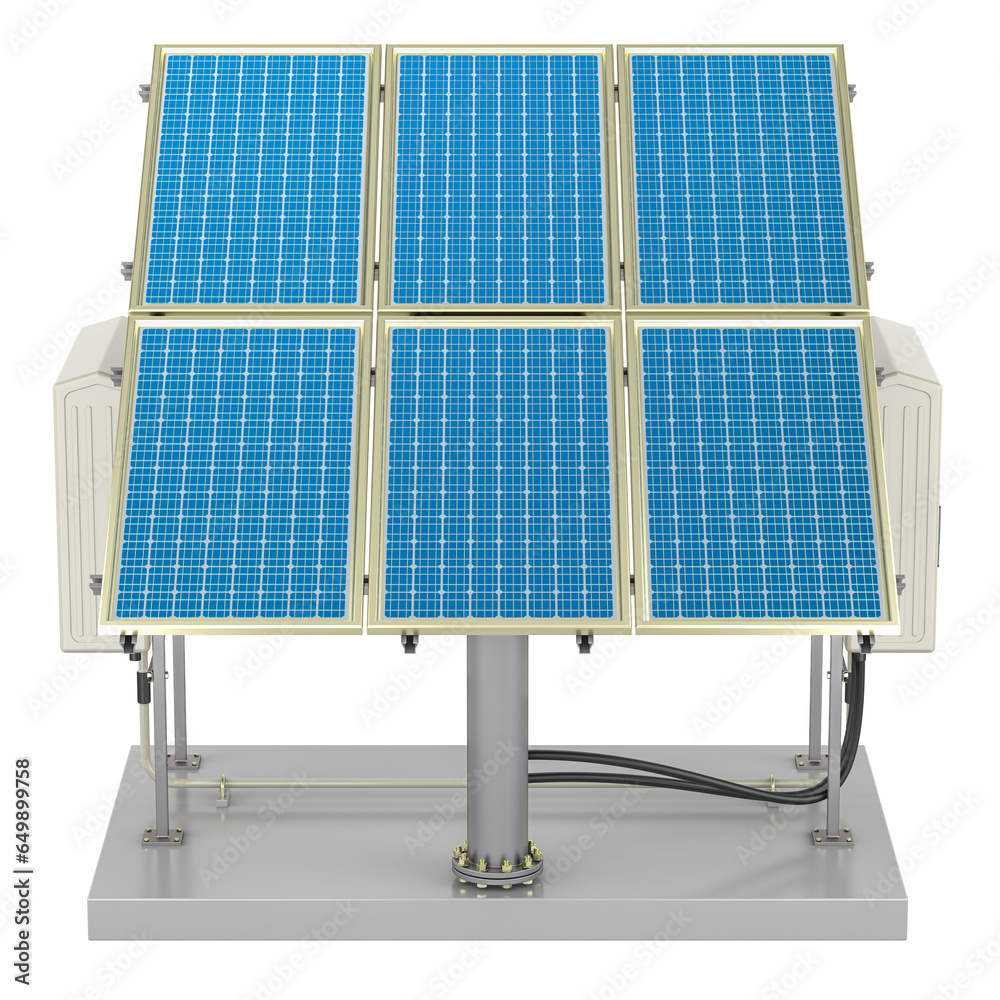 Solar Panels, front view. 3D rendering isolated on transparent ...