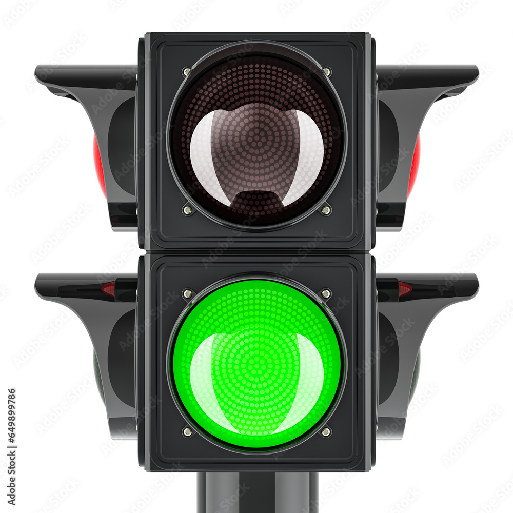 Traffic light with green color, 3D rendering isolated on transparent ...