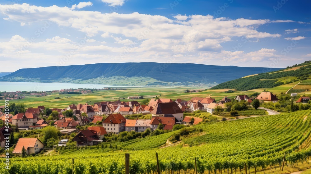 countryside hungarian vineyard villages illustration hungary village ...