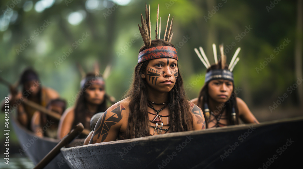 Wild tribe in the jungle with painted faces, jewelry and cultural ...