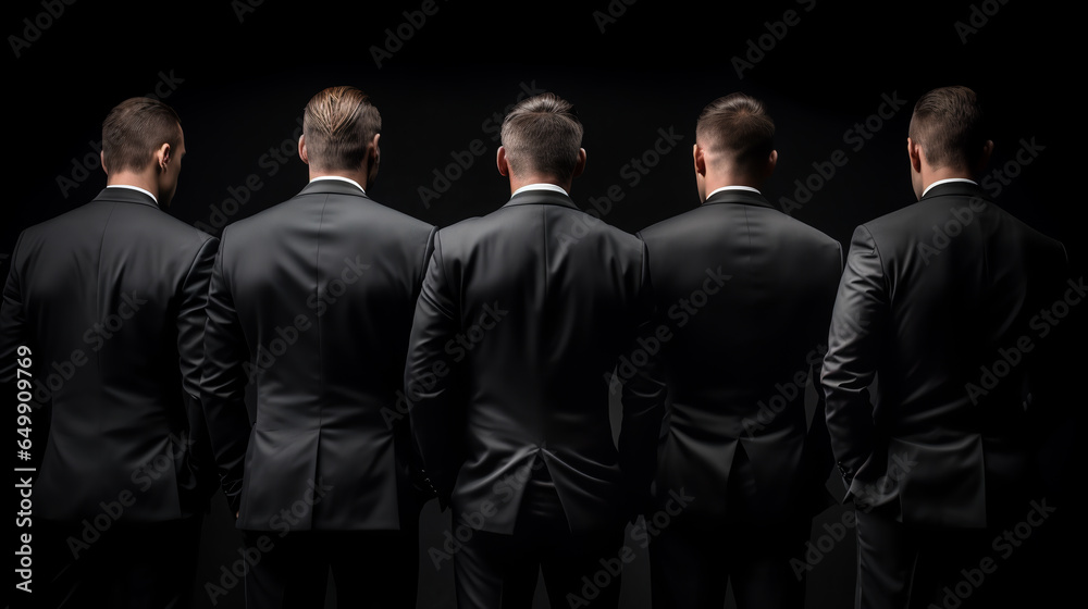 group of the bodyguard in the suit, back view. ai generative Stock ...
