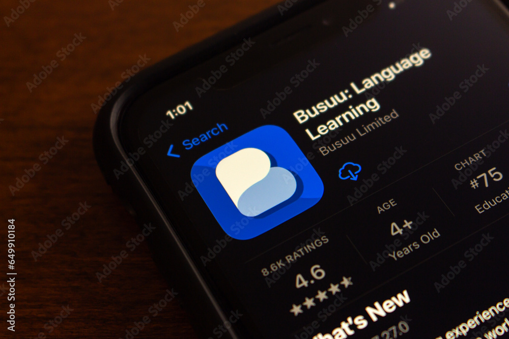 Vancouver, CANADA - Sep 18 2023 : Busuu app seen in App Store on iPhone ...