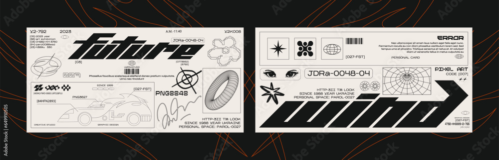 Futuristic y2k technology frame for design. HUD frames in Ski-Fi style ...