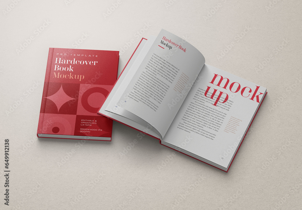 Open Hardcover Book Mockup Stock Template | Adobe Stock