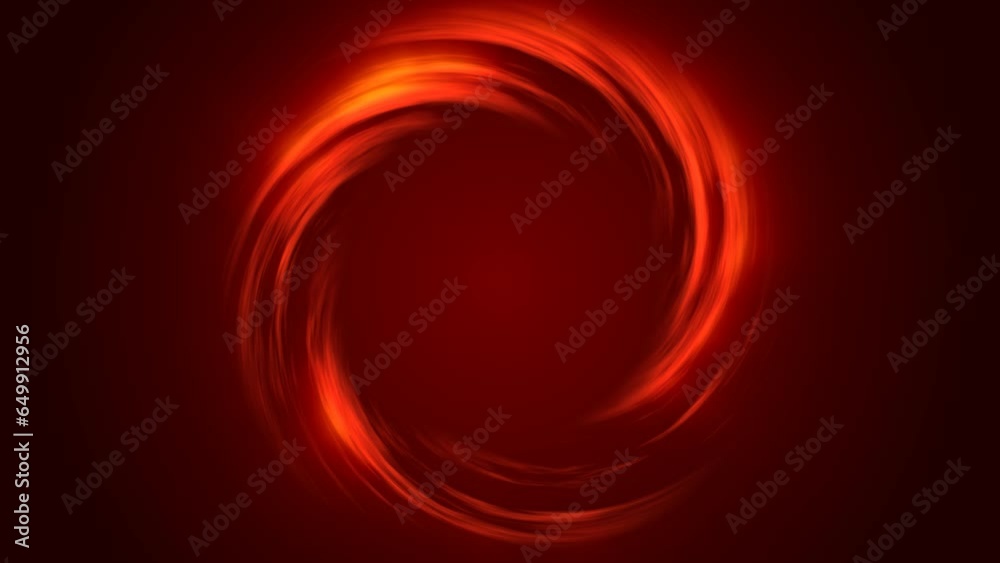 On a dark red background, lines of fire move in a circle. Abstract ...