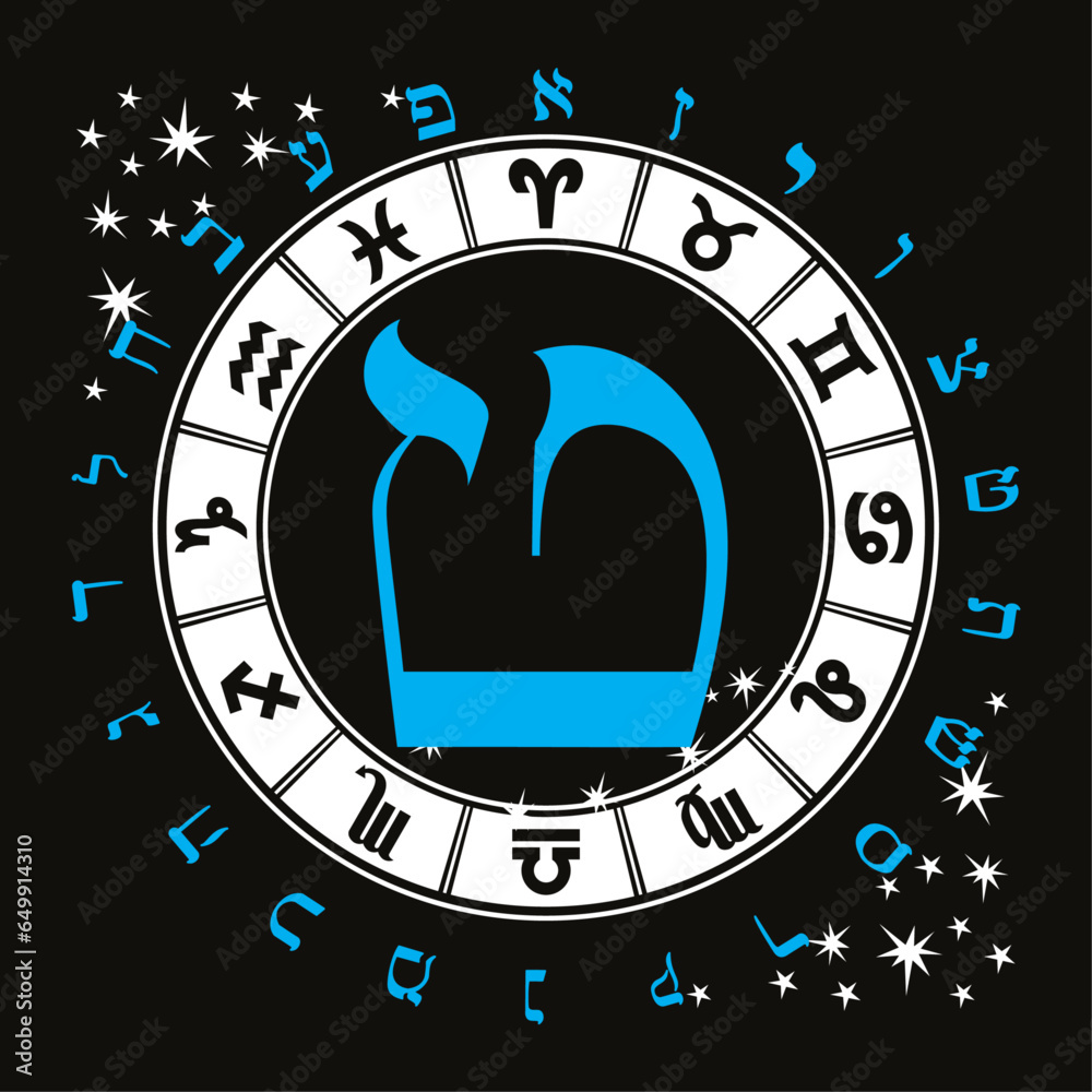 Vecteur Stock Vector illustration of the Hebrew alphabet and zodiac ...