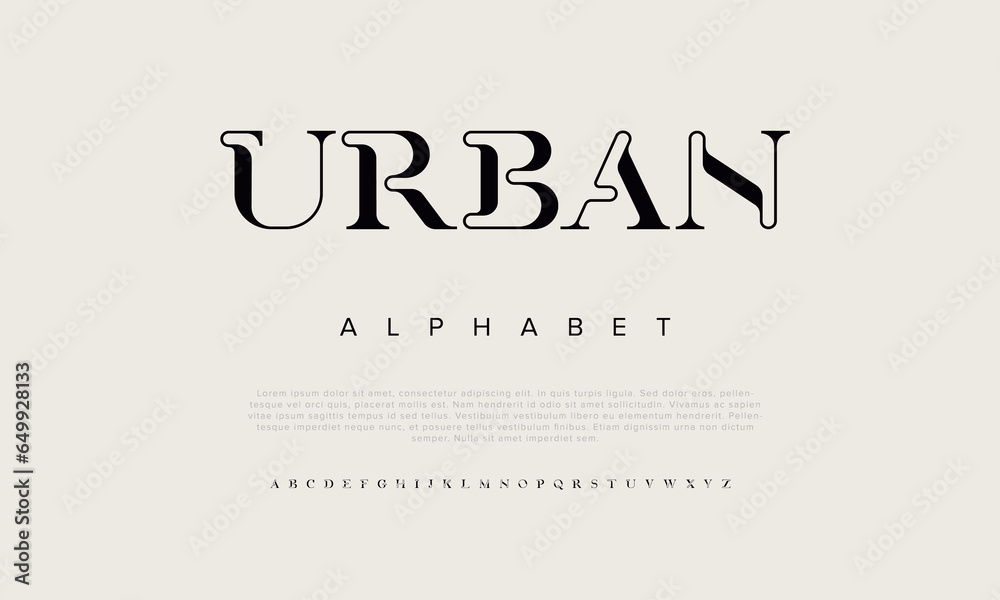 Urban Lettering Minimalist Fashion. Elegant alphabet letters serif font ...
