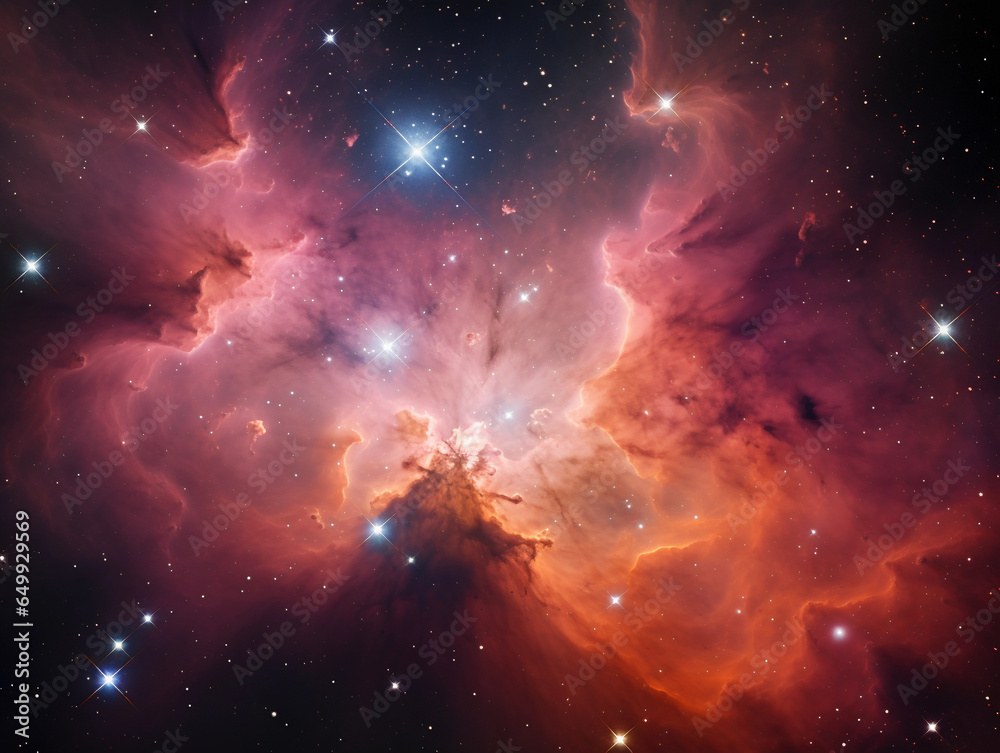 nebulae in Orion’s Belt, gaseous formations, radiant shades of pink and ...