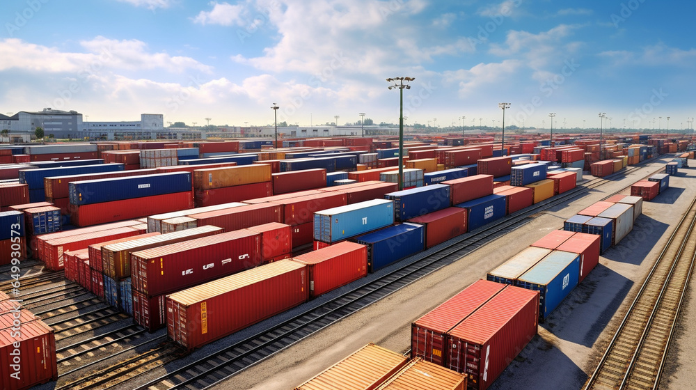 Shipping Containers Arriving at a Rail Yard, Logistics Stock Photo ...