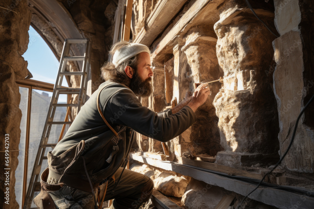 An architect inspecting the structural integrity of a heritage building ...