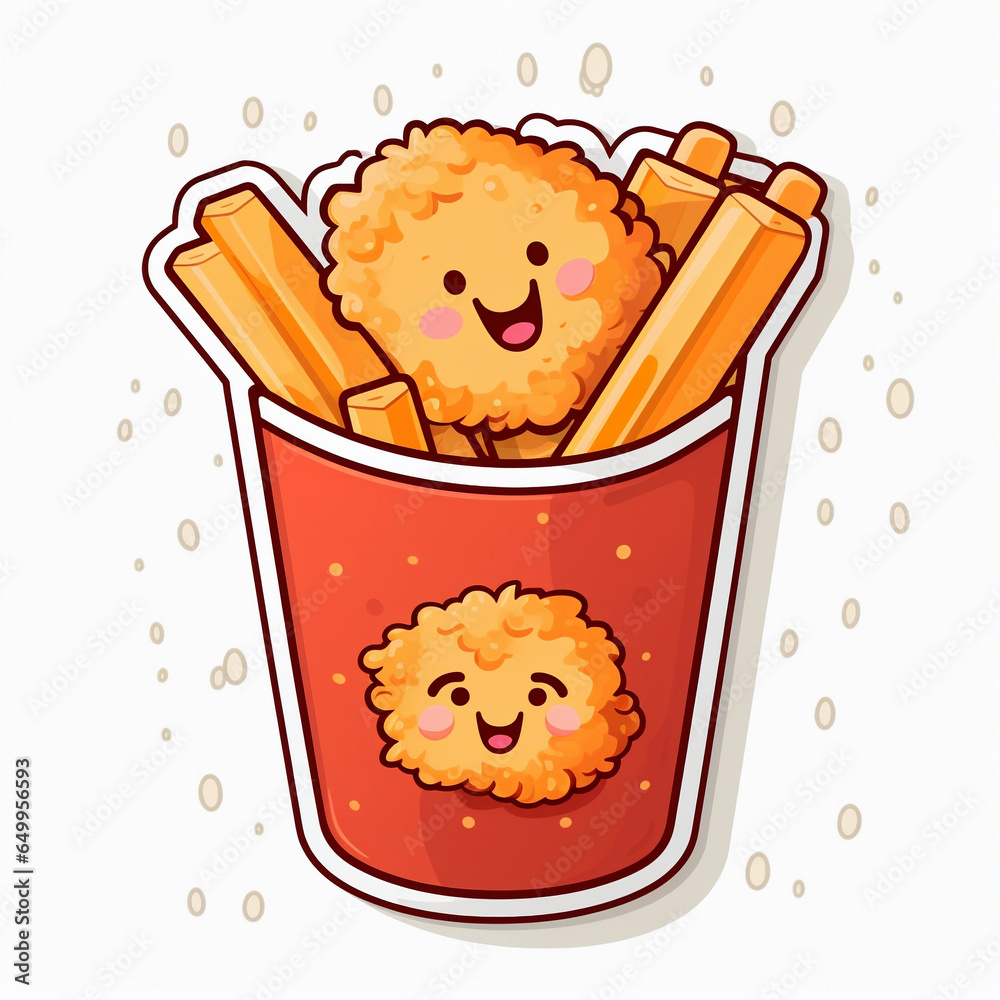 kawaii chicken nugget clip art Stock Illustration | Adobe Stock
