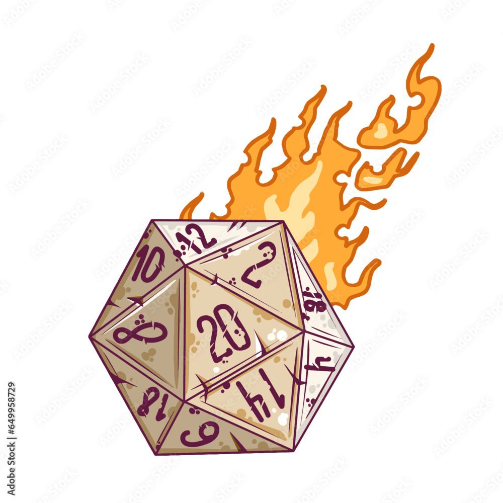 20 sided dice with numbers. Cartoon dice for fantasy dnd and rpg Board ...