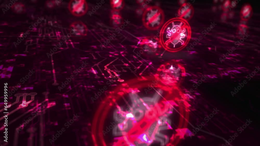 Antivirus cyber security virus detect system alert symbol abstract ...