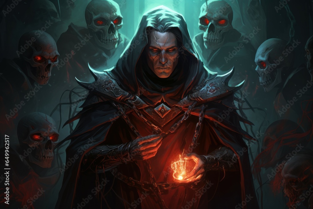 Malevolent Evil necromancer take light. Horror monster. Generate Ai ...