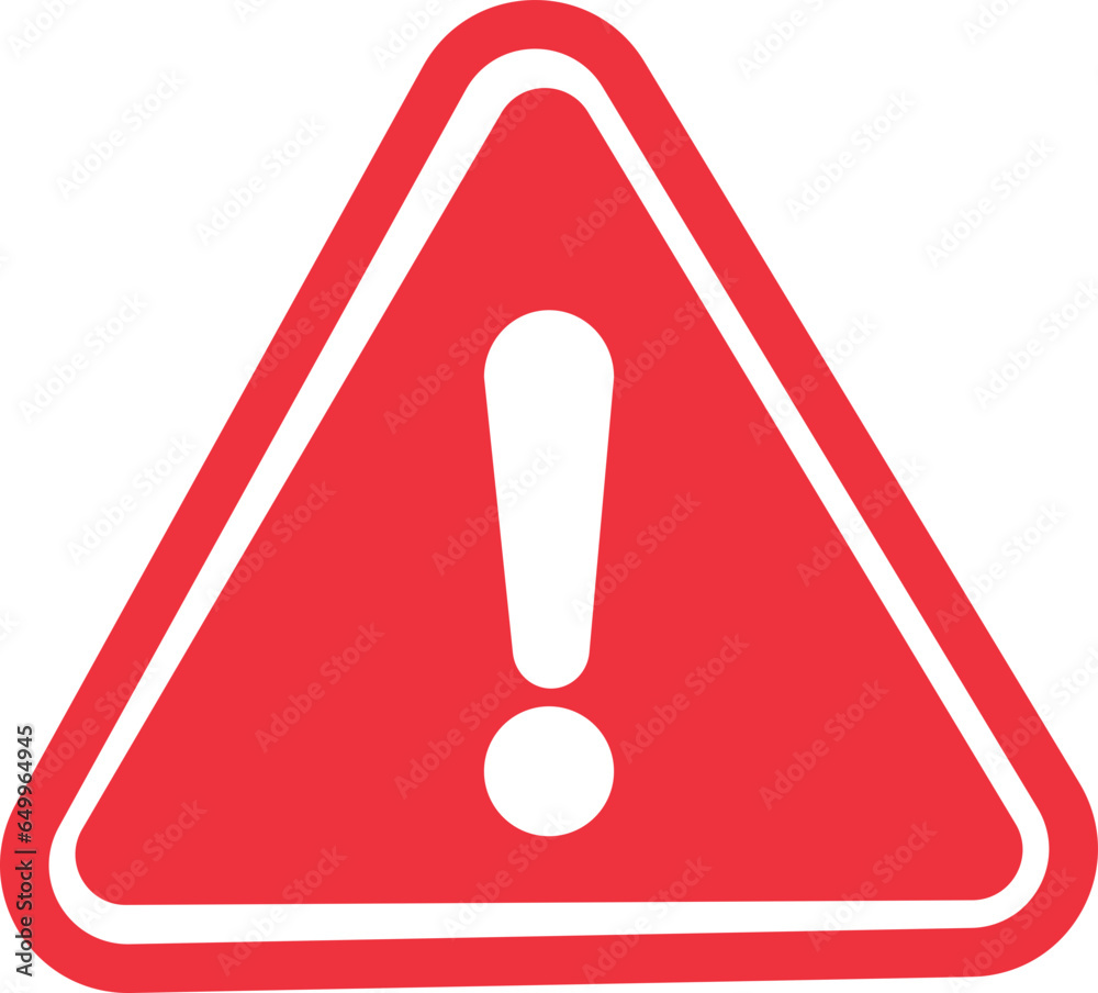 danger warning triangle icon in flat isolated on transparent background ...