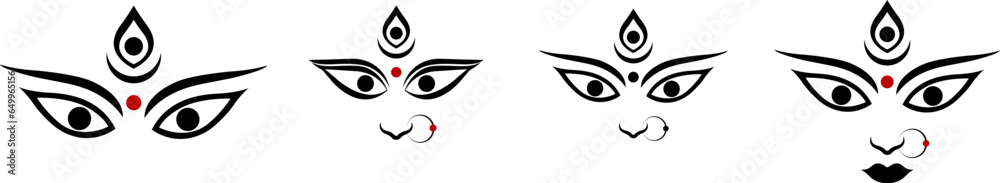 Durga Face illustration for the Happy Durga Puja Celebration Stock ...