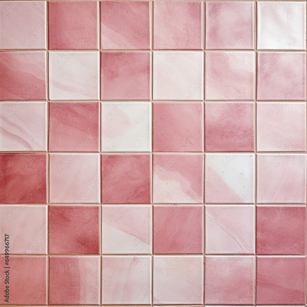 Pink tile wall chequered background bathroom floor texture. Ceramic ...