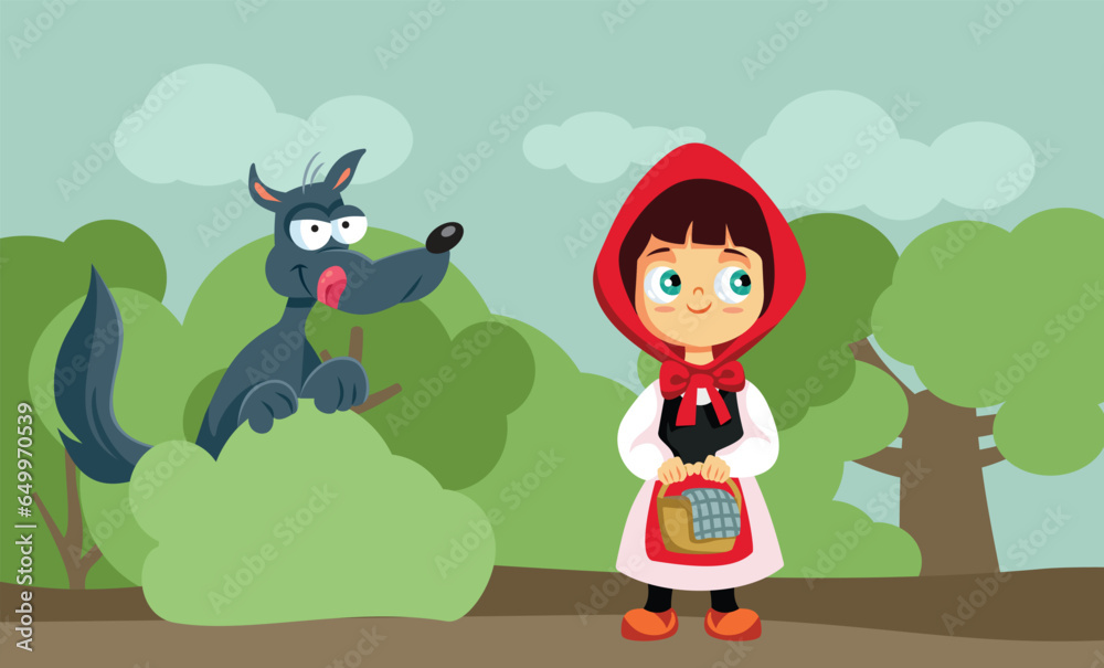 Little Red Riding Hood Vector Cartoon Drawing Design. Illustration of ...