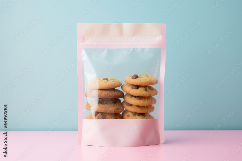Blank Cookie Bag with Pastel Background. Empty Packaging Template for ...