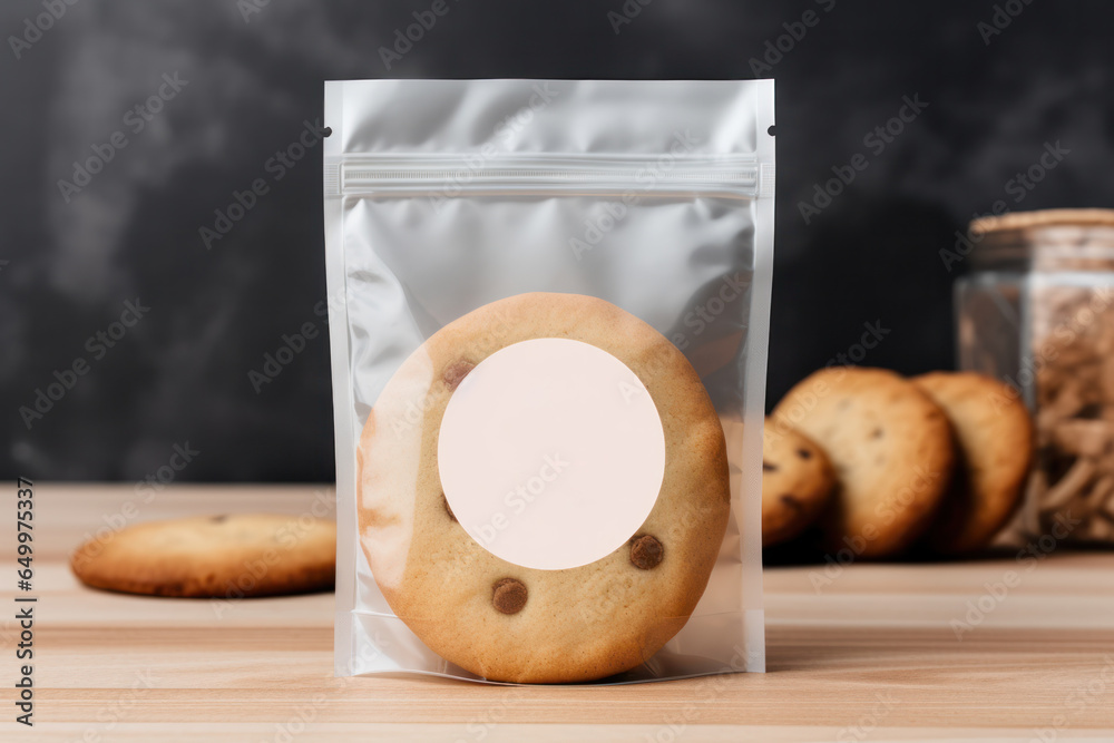 Blank White Round Tag Label Mockup on Cookie Bag. Empty Tag Template ...