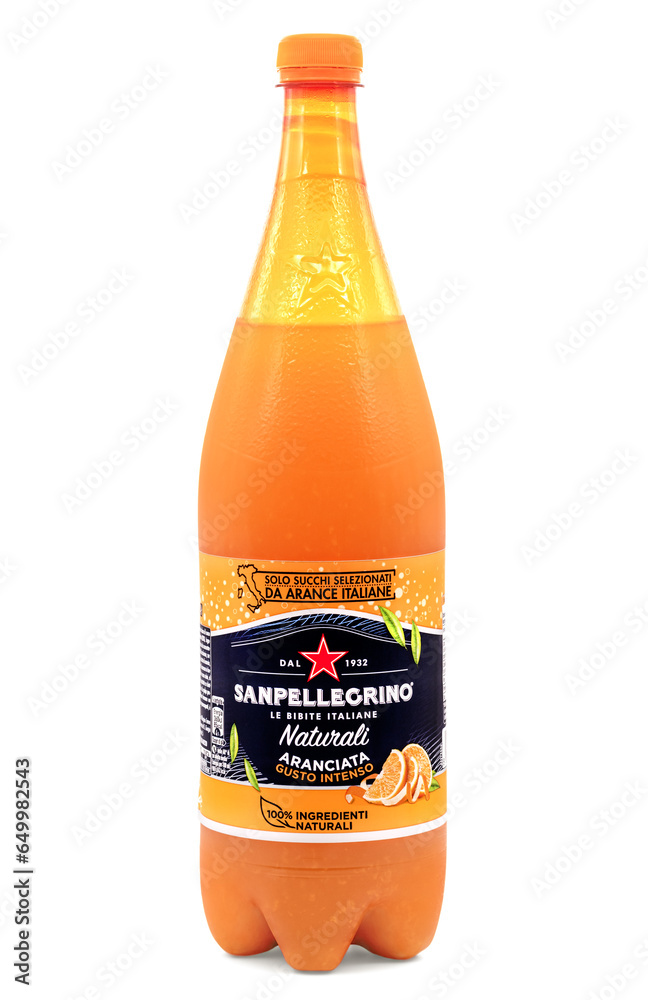 Sanpellegrino Aranciata,sparkling soft drink bottle made with Italian ...
