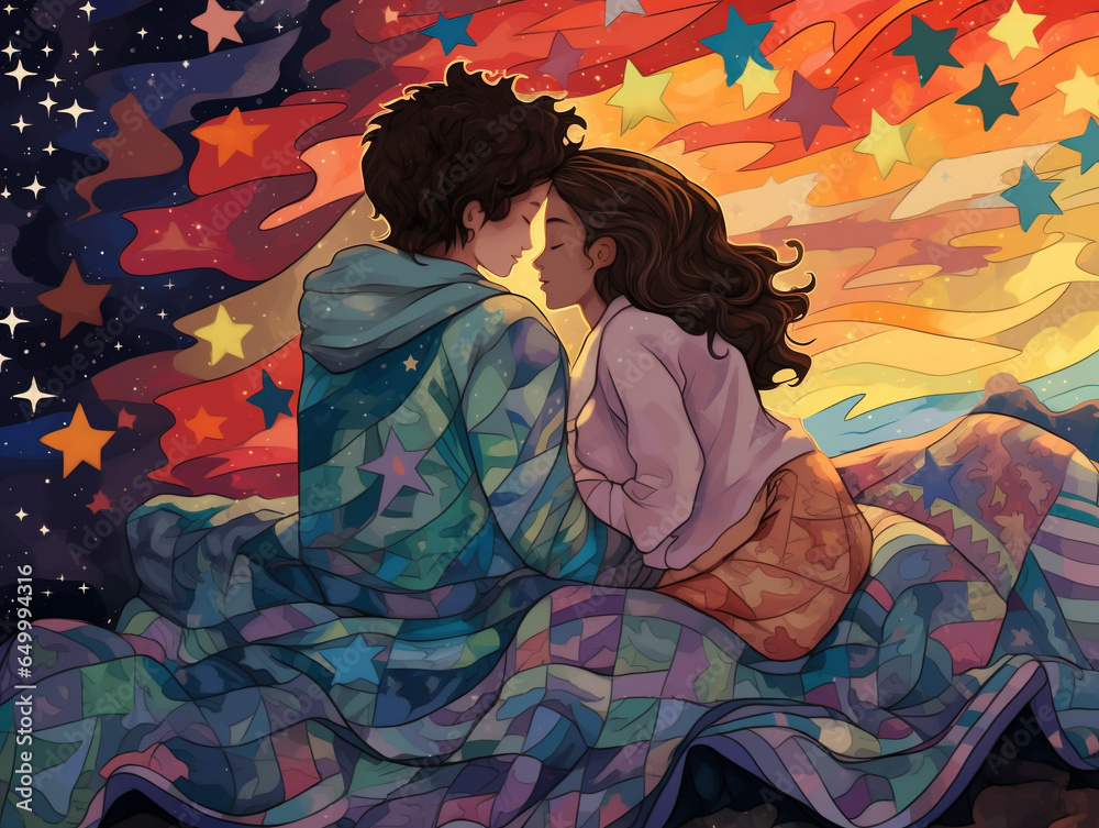 An Illustration Of An Lgbtq Lesbian Couple Wrapping Themselves In A