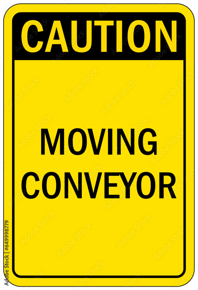Conveyor warning sign and labels moving conveyor Stock Vector | Adobe Stock