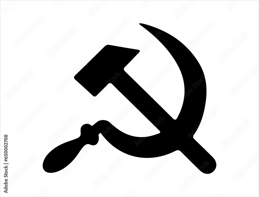 Hammer and sickle silhouette vector art white background Stock Vector ...