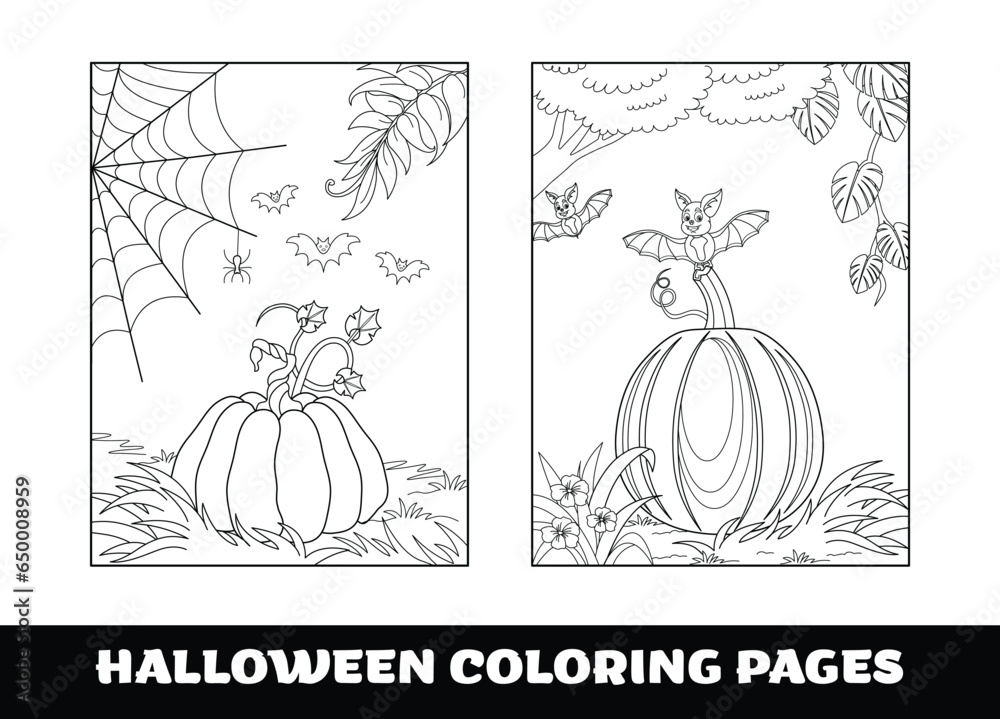 Halloween pumpkin coloring pages for kids. Pumpkin themed outlined for ...