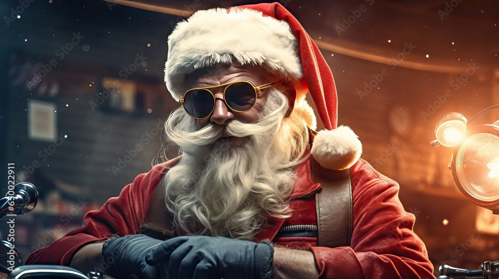 Santa Claus trades his toy workshop for an auto mechanic's garage ...