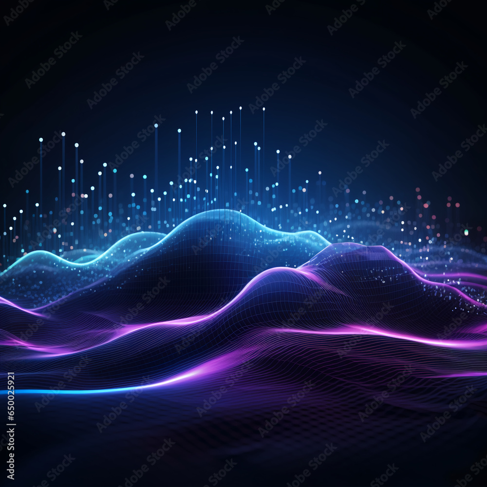 Modern digital abstract futuristic technology wave background. Concept for neural network, big ...