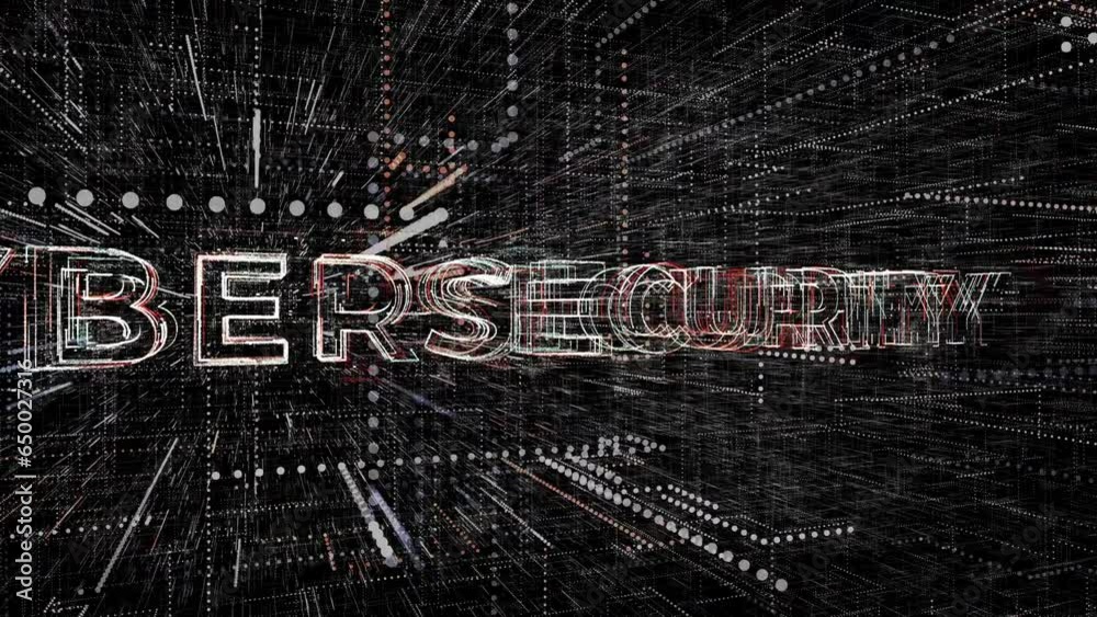 Cyber Security animation with digital Cyberspace and particles of ...