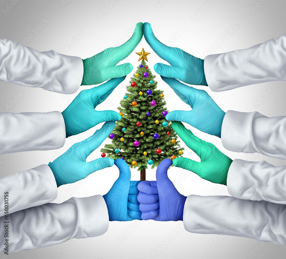 Hospital Christmas Season Celebration and Medical winter holiday with ...