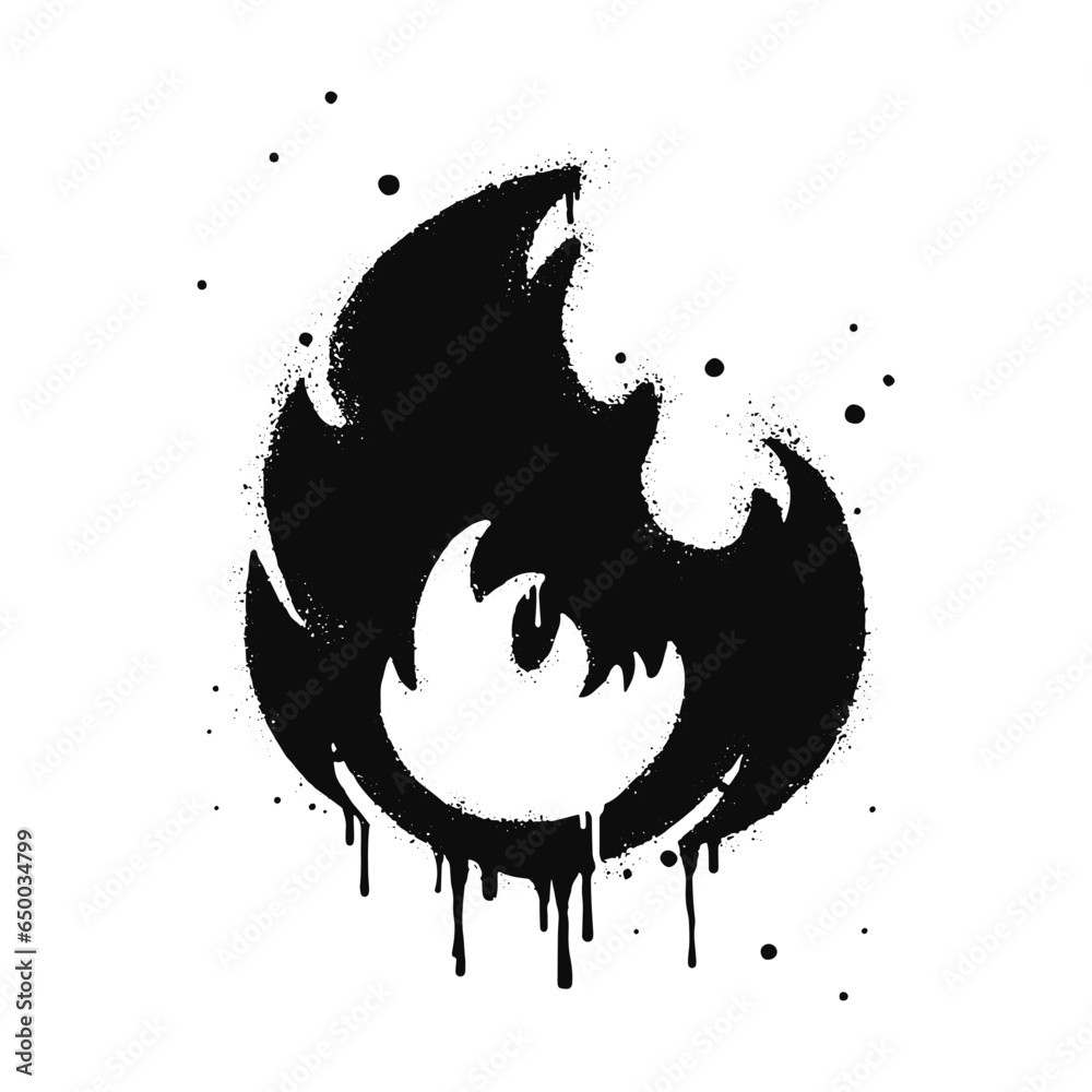 Spray painted graffiti Fire flame icon. fire symbol. isolated on white ...