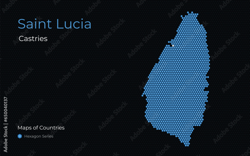 Saint Lucia, Castries. Creative vector map. Maps of Countries. Central ...