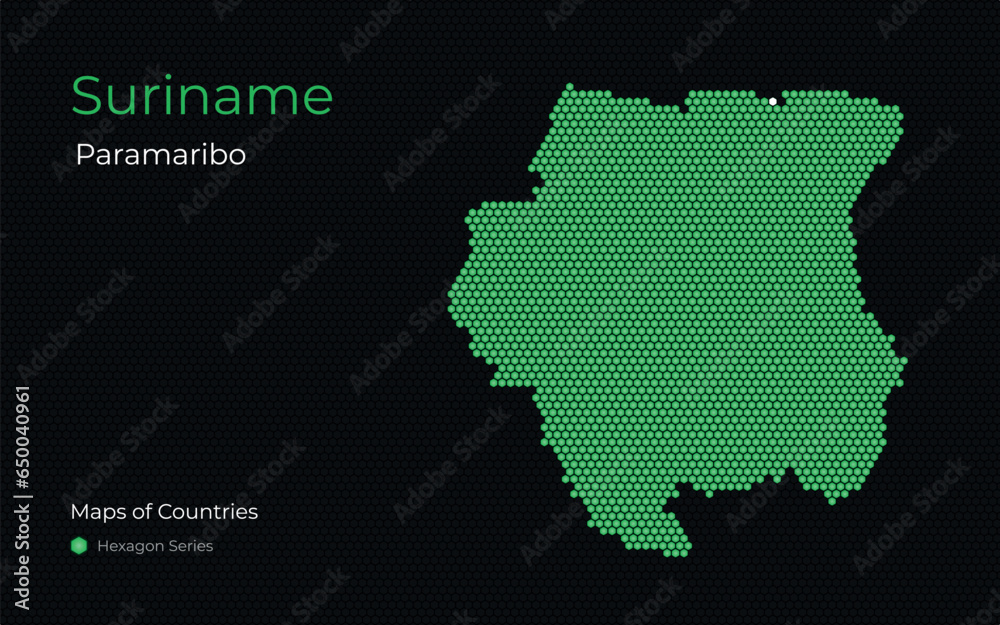 Suriname, Paramaribo. Creative vector map. Maps of Countries, Hexagon ...