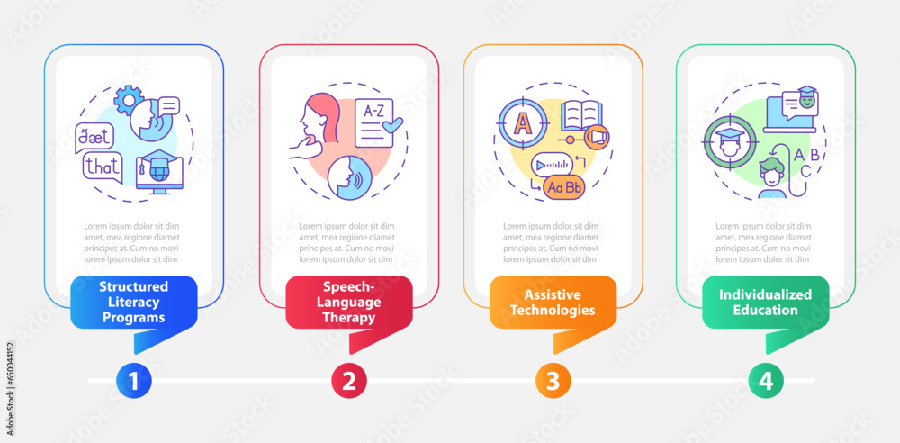 2D dyslexia multicolored vector infographics template with thin line ...