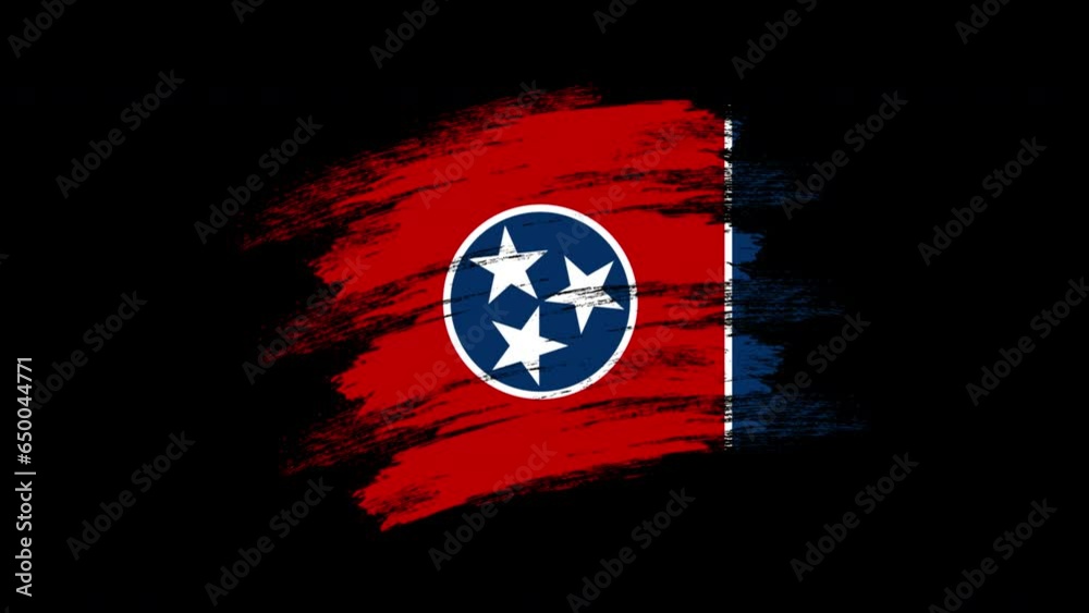 4K Paint Brush Tennessee Flag with Alpha Channel. Waving Brushed ...