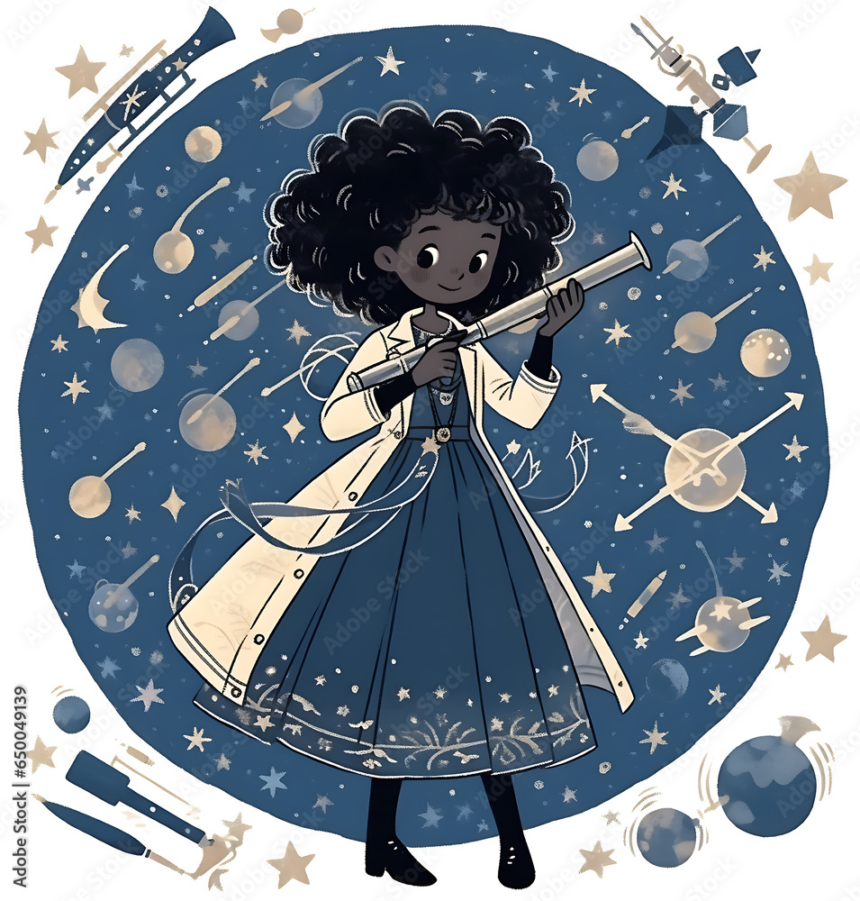 Cute, Kawaii, STEM, Black Female, Woman, Scientist, astrophysicist ...
