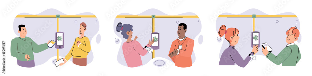 Cashless payment. Vector illustration. Contactless payment and ...