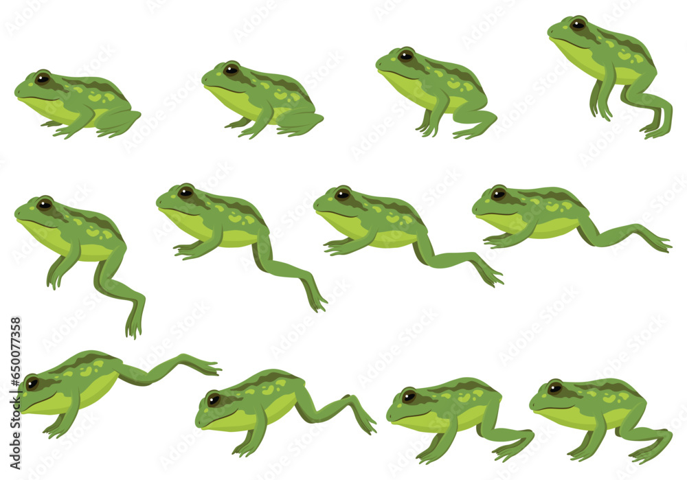 Frog jumping animation icon set. Sequences or footage for motion design ...