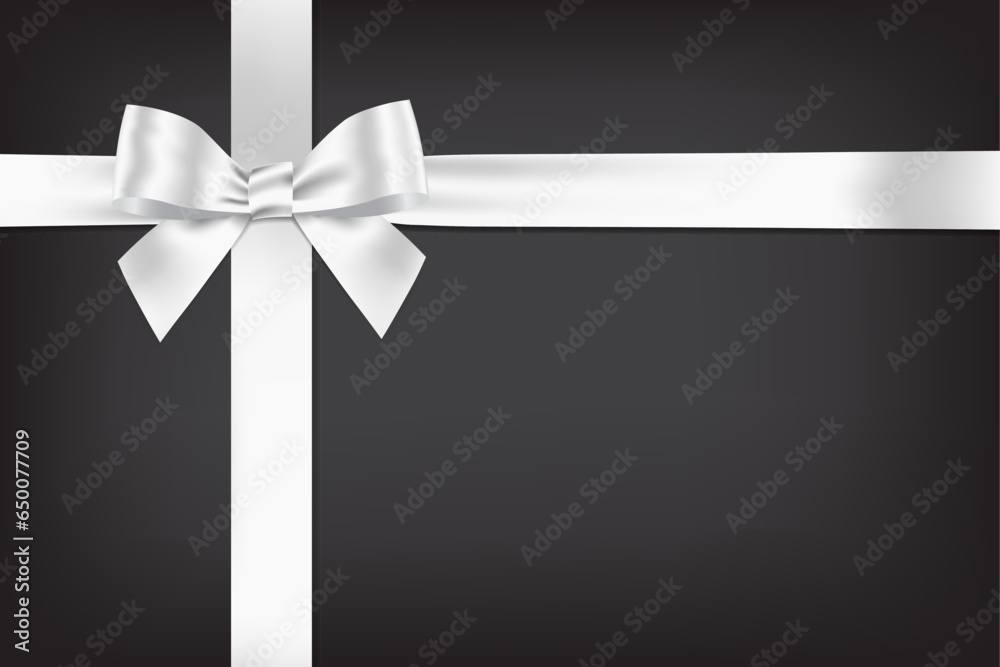 White bow realistic with horizontal and Vertical cross ribbon place on ...