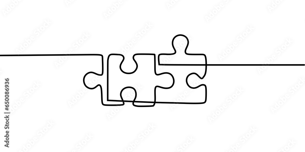 One line drawing Puzzle vector. Puzzle single line vector linear icon ...