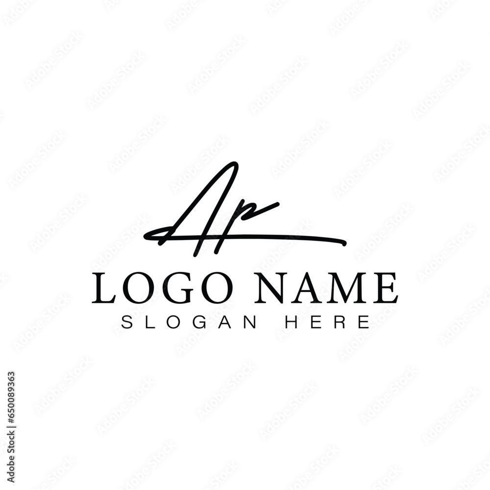 Elegant Script AP Letter Handwriting Logo - Perfect for Luxury Brands ...