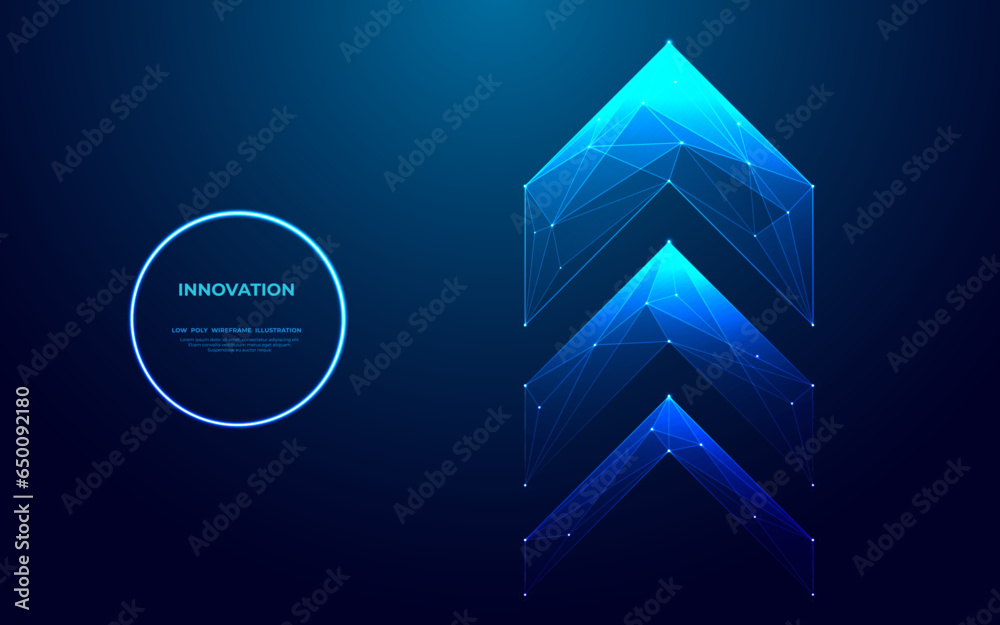 Growth Arrow Up in technology blue on a dark background. Light arrow as ...