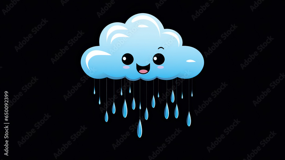 Animated raindrop with a cute face diving from a pixel cloud. AI ...