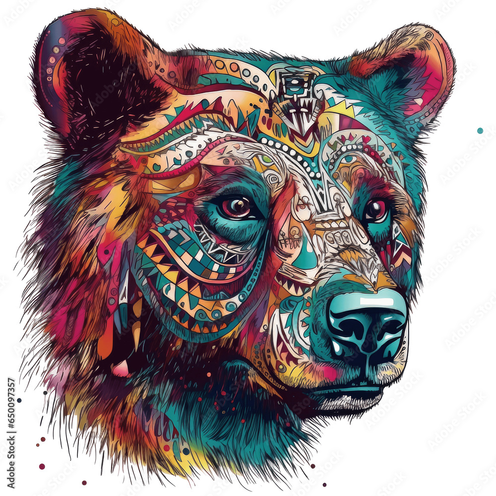 Psychedelic bear clipart, Transparent bear image, Trippy bear, PNG bear ...