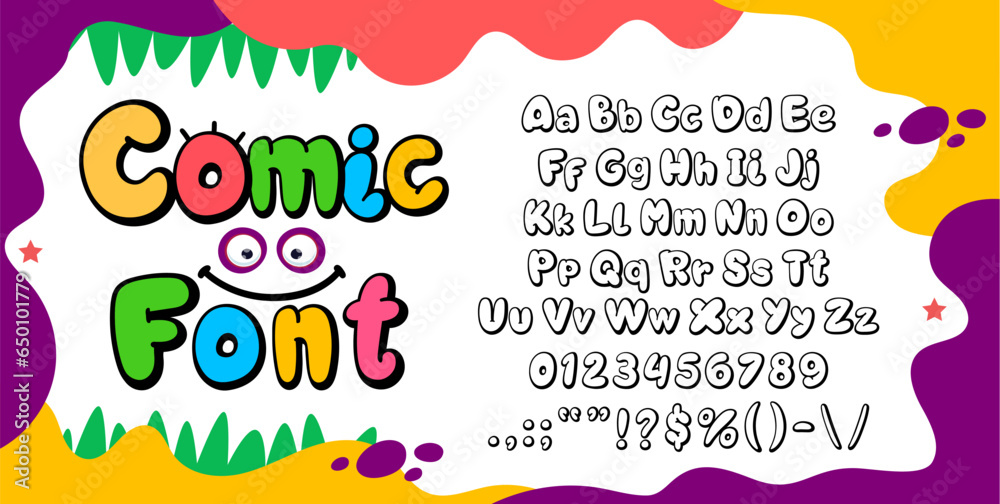Comics bubble font, cartoon type, balloon typeface, fat alphabet ...