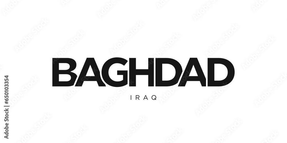 Baghdad in the Iraq emblem. The design features a geometric style ...