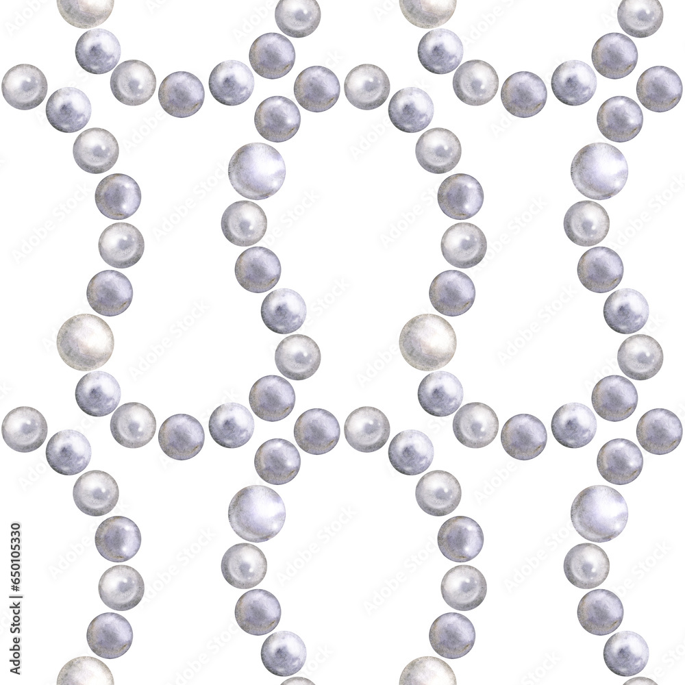 Seamless pattern of a glamour, marine, tropical theme. Shiny pearls ...